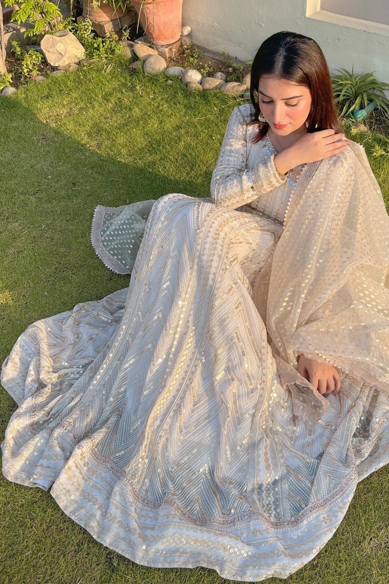 Haseens Ayeza Chiffon Pakistani Pishwas Nikah Maxi Dress