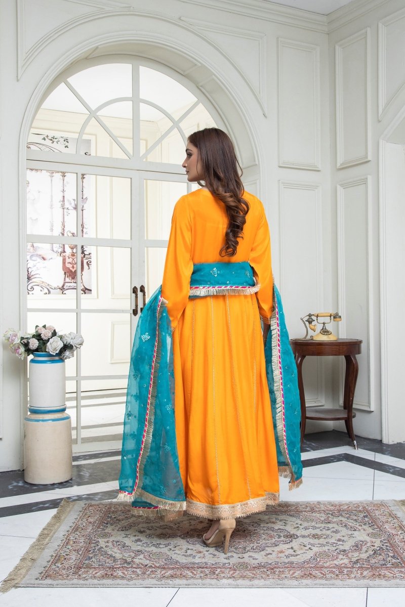 Pakistani Peshwas Anarkali Mehndi Dress